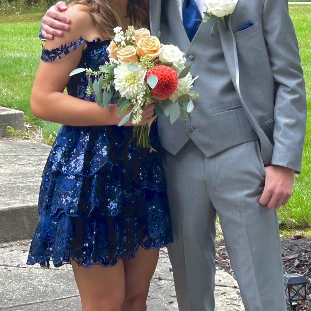 Off The Shoulder Navy Blue Homecoming Dresses Mini Lace Graduation Dre ...