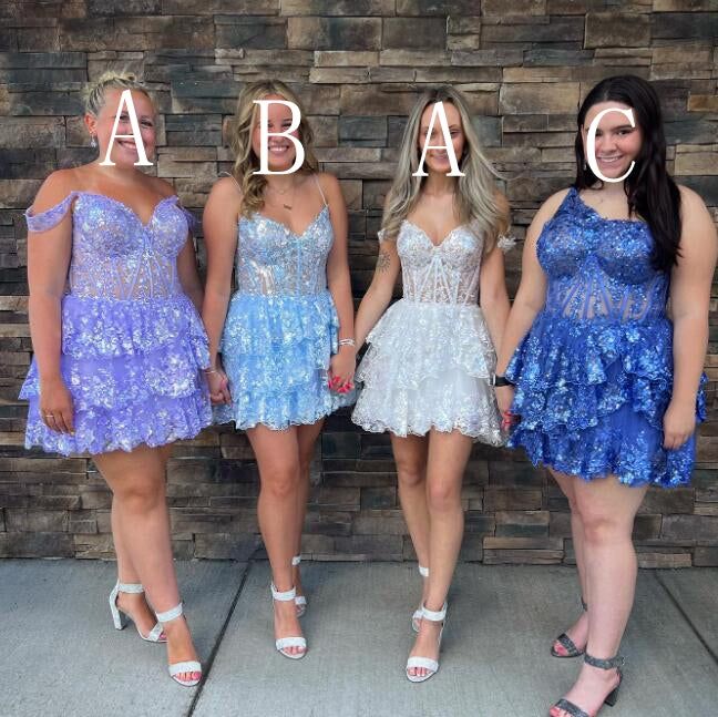 Off The Shoulder Navy Blue Homecoming Dresses Mini Lace Graduation Dre ...